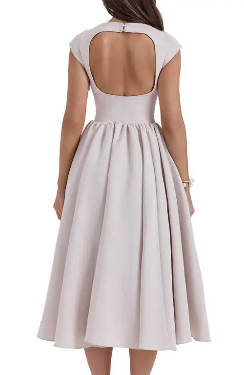 House Of Cb Debutante Open Back Satin Midi Dress - Wind Chime